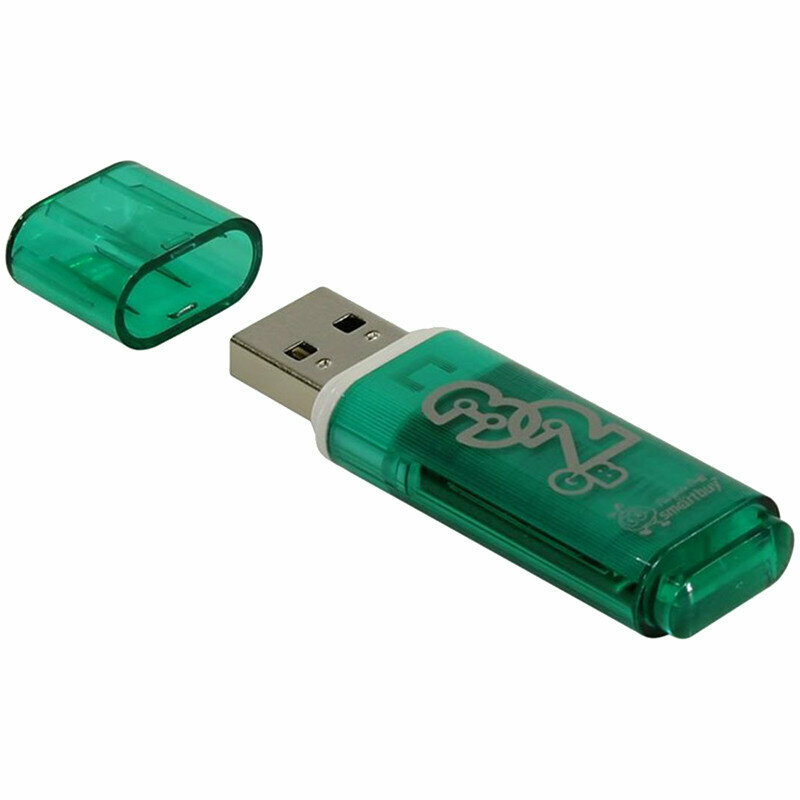 Память Smart Buy "Glossy" 32GB, USB 2.0 Flash Drive, зеленый, 230856