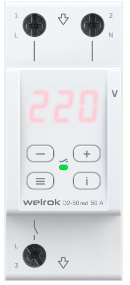 Welrok D2-50 RED Двухмодульное реле напряжения с термозащитой 50A