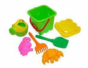 Игровой набор для песка №288 ведро-крепость большое, ситечко, лопатка, грабельки, формочки, лейка Полесье П-35509