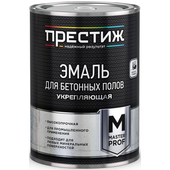 Эмаль для бетонных полов укрепляющая Престиж , полуматовая, 10 кг, серая