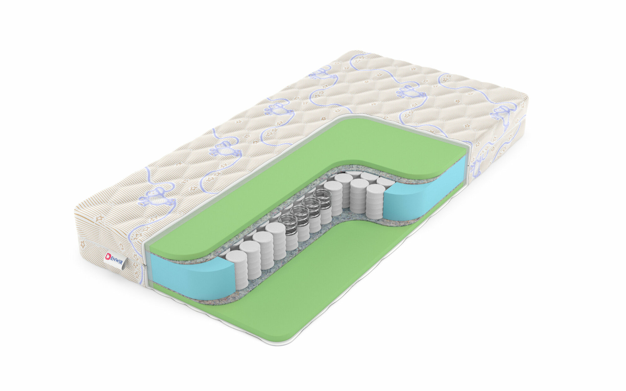 Матрас Denwir Baby Spring Foam 14 65х125 высота 14 см анатомический средней жесткости Независимые пружины