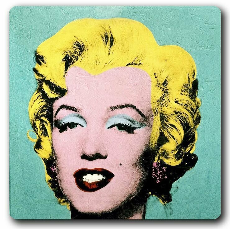 Картина интерьерная/Репродукция/Энди Уорхол "Бирюзовая Мерилин"/Фреска на доске/25х25 см