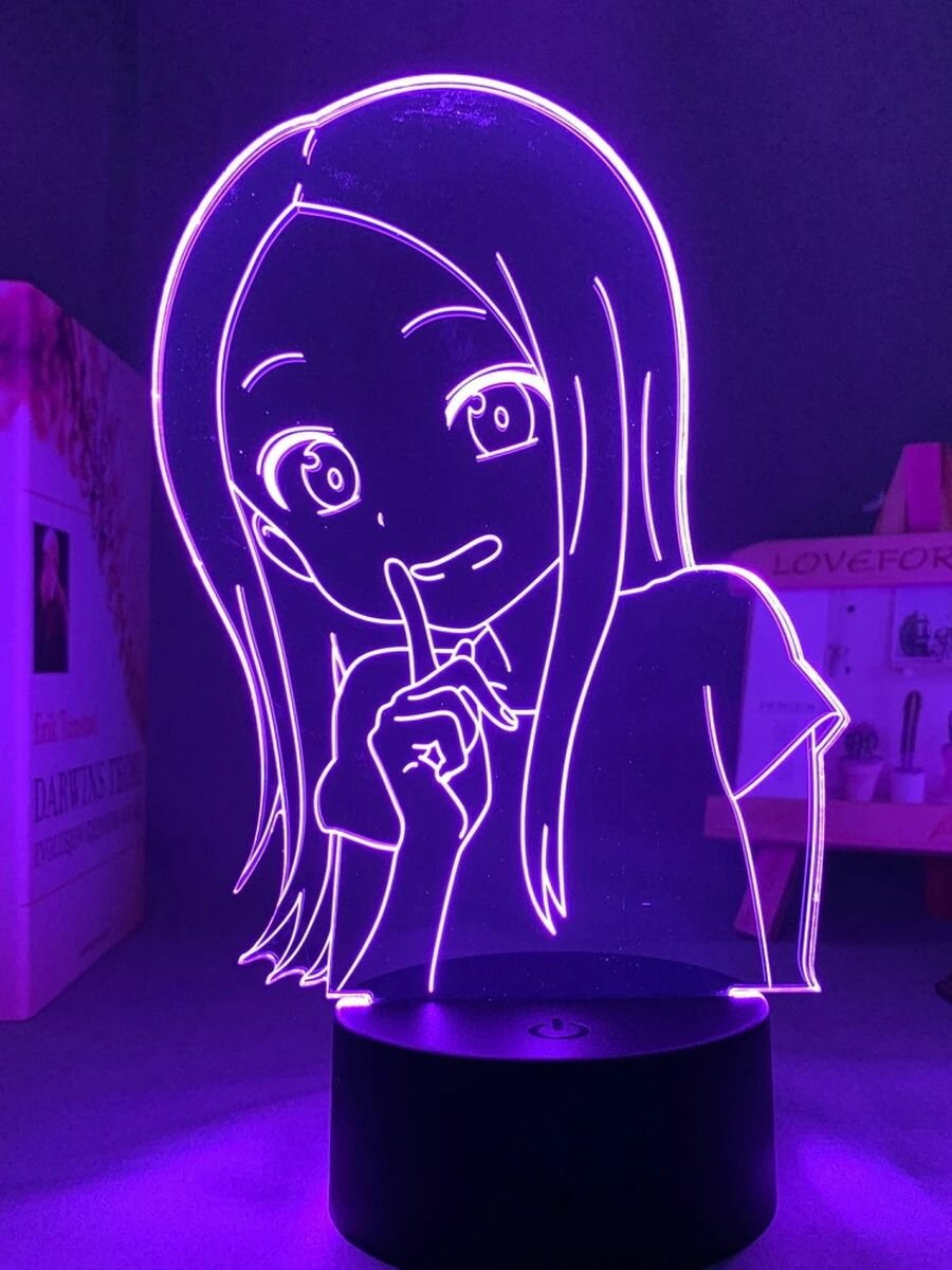 Ночник Аниме Озорная Такаги, Поддразнивание Такаги - Anime Teasing Master Takagi-san. Подарок фанату аниме и манги — декор в комнату с любимыми персонажами, в стиле отаку и японской анимации.