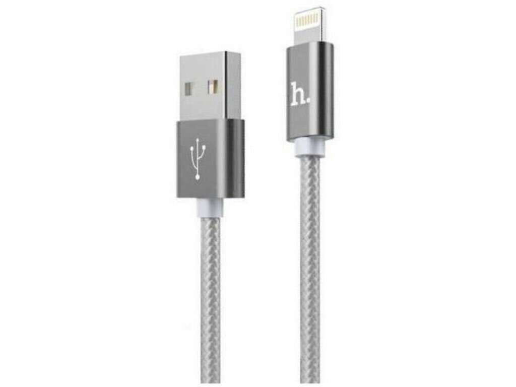 Кабель HOCO X2 Knitted USB 8 pin Lightning для Apple iPhone 5 5S 5C SE 6 6S Plus 7 8 X (10) Xr Xs 11 11 Pro 12 Mini 12 Pro 13 Pro Max SE 2022 14/iPad/iPod/AirPods 1 м Нейлон Серый (Gray)