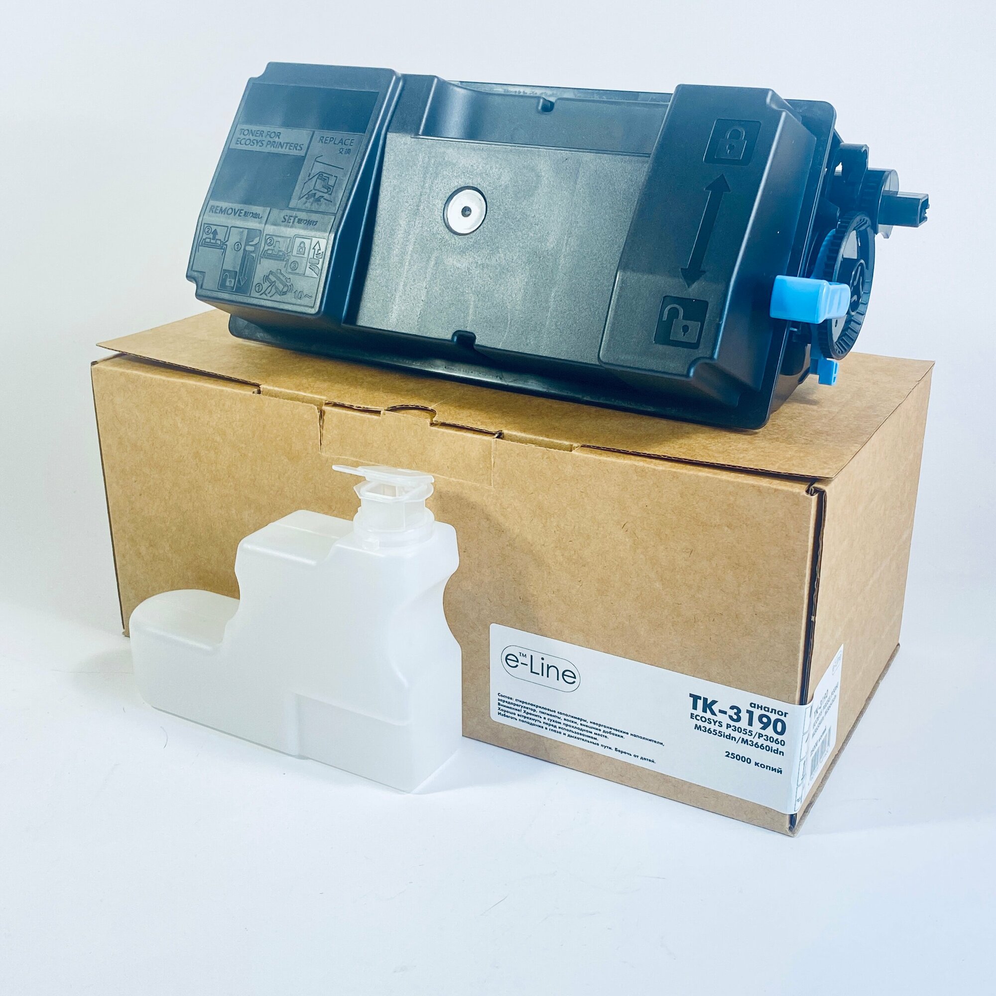 Тонер картридж TK-3190, E-Line, для Kyocera ECOSYS P3055dn, P3060dn. M3660idn, M3655idn, черный, 25000 листов