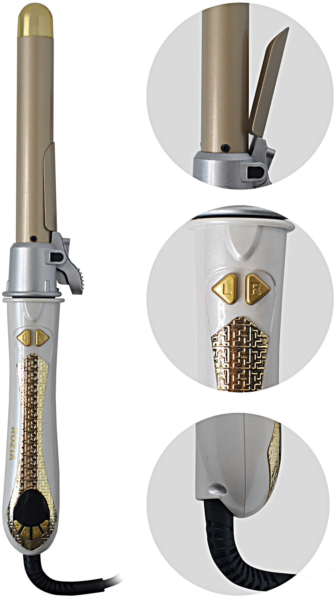 Профессиональная плойка для волос Rozia, Щипцы для завивки волос, Профессиональная плойка-щипцы, Серебристый