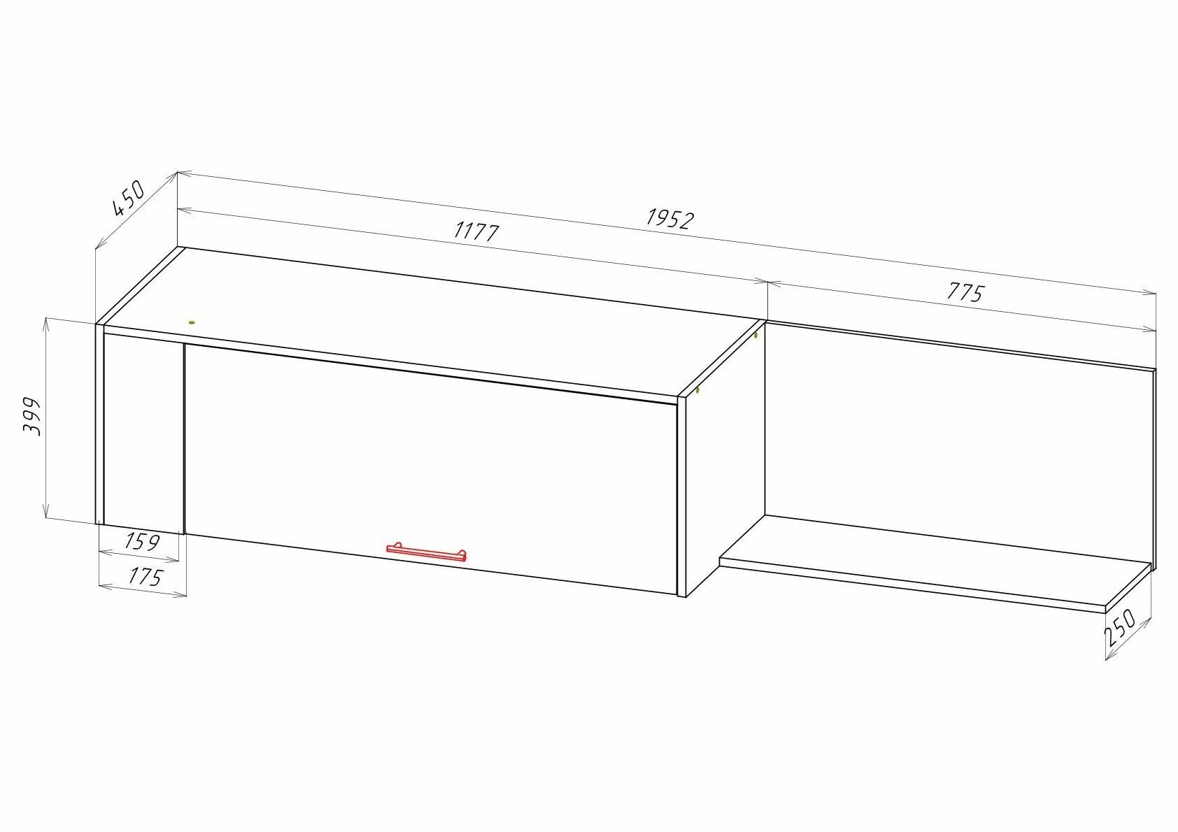 Антресоль для Бонн Элегант (угол справа) 90 см, высота с Антресолью 250 см Серый шагрень/Белый