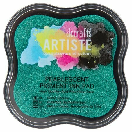 Подушка штемпельная docrafts "Artiste", пигментная, металлик, цвет Зеленый богомол