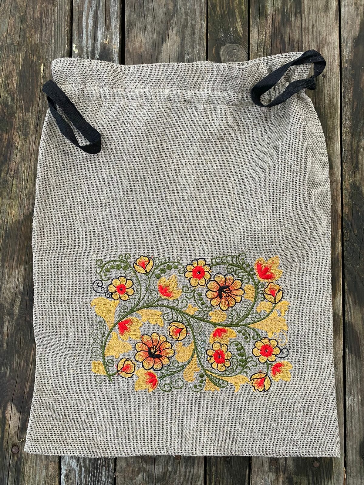 Мешочек для хранения, "Студия Ателье", лен, вышивка, на завязках, 30х37 см