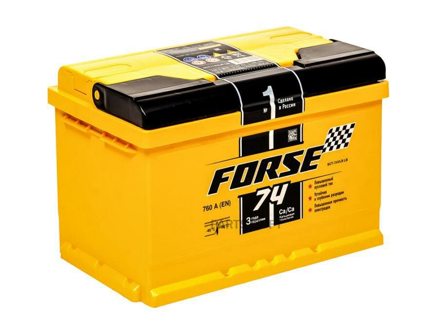 FORSE 574114050 Аккумулятор FORSE 74Ач EN760 VLR LB 276х175х175 низкий обр/п