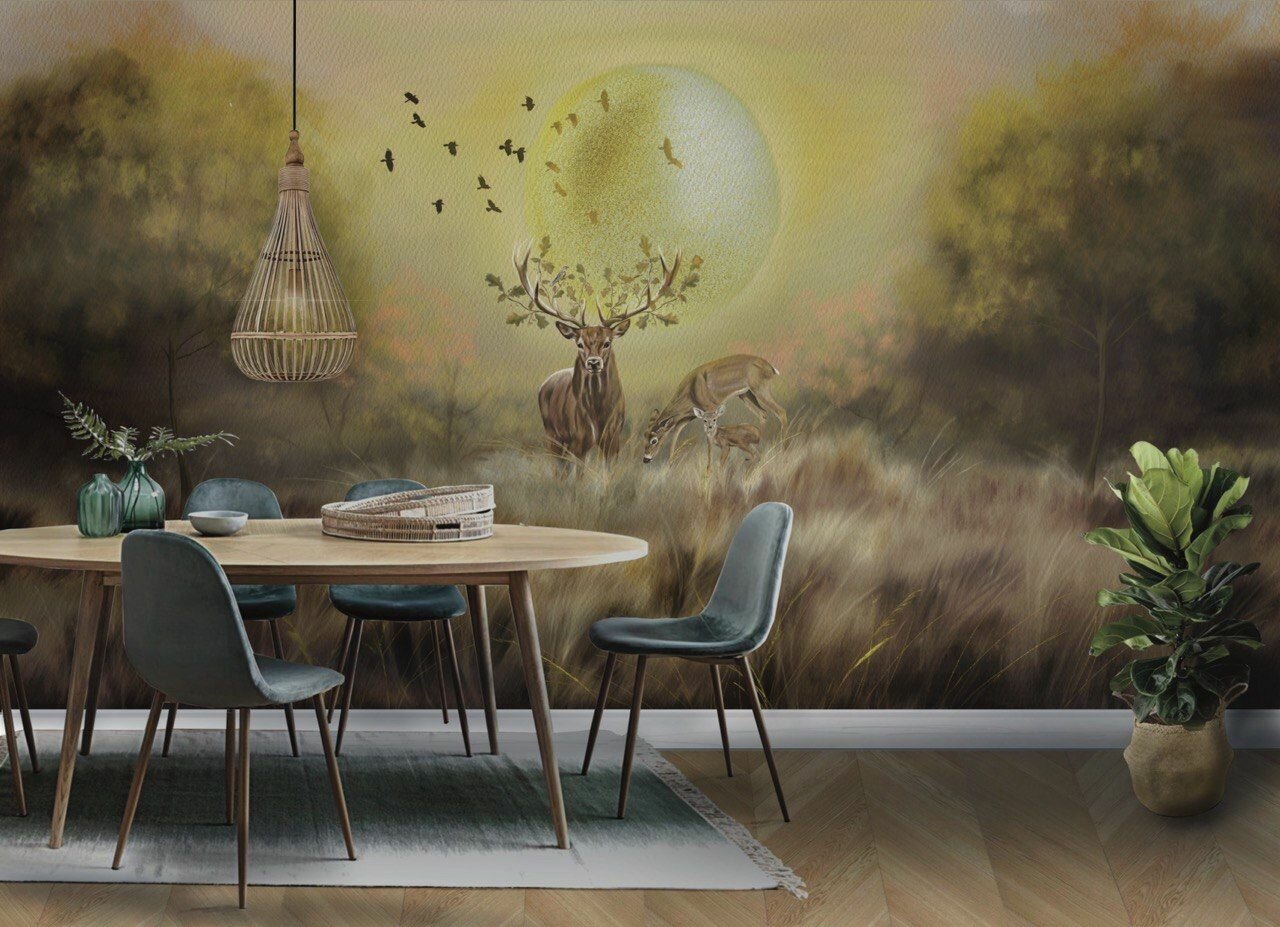 Фреска бесшовная Солнечный день на акварельной поляне текстура холст (ширина 3100мм х длина 2000мм)