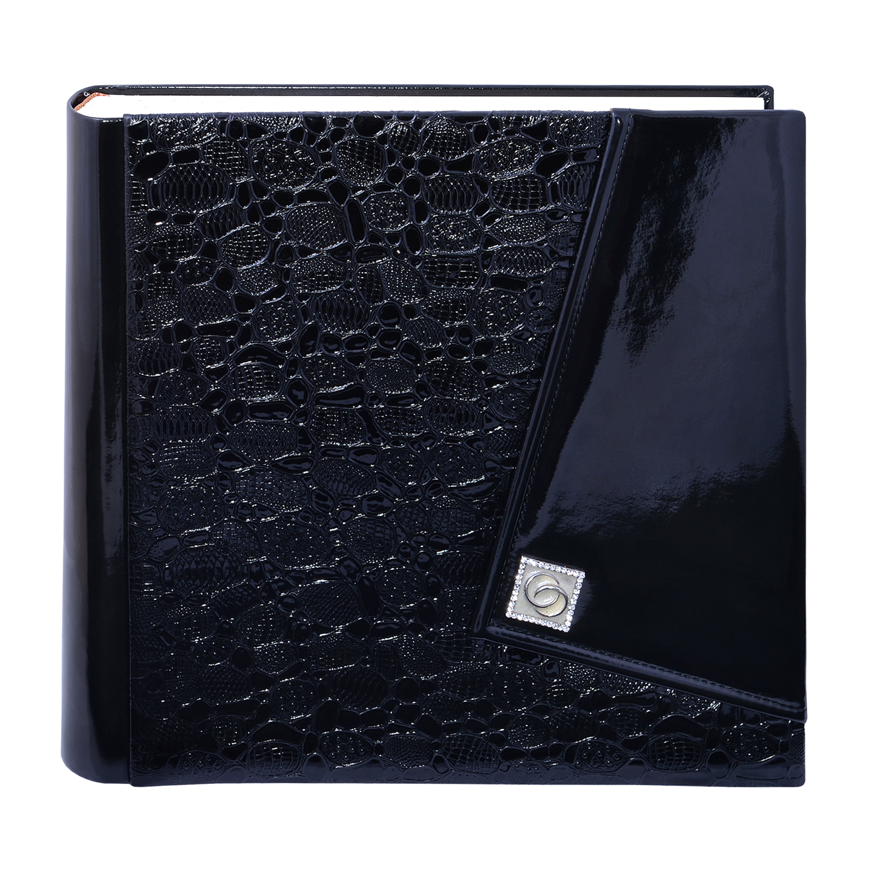 Свадебный фотоальбом из натуральной кожи на свадьбу, на день рождения, на юбилей CARTOTECNICA Ti.Ci (Италия) "Angolo" черный 35*35 с кейсом