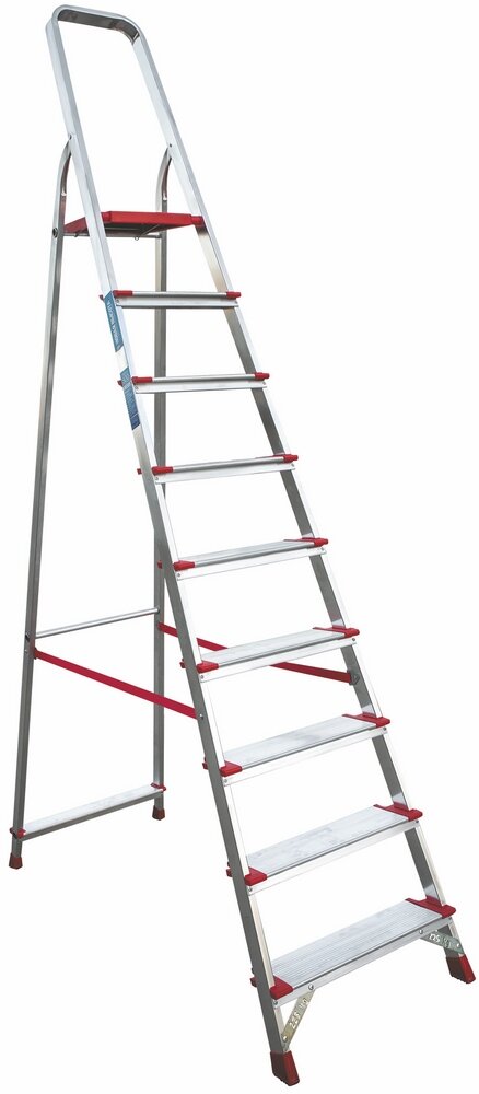 Стремянка Nv3117 Новая Высота 9 Широких Ступеней, Рабочая Высота 3.91 М, Нагрузка 150 Кг.