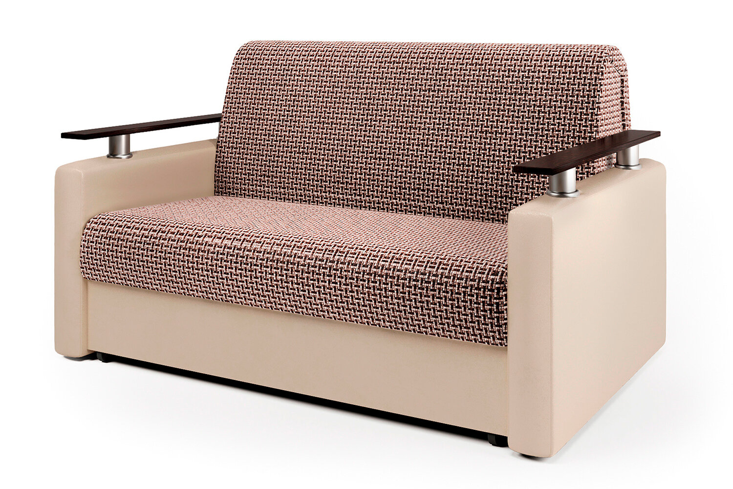 Диван кровать раскладной Hoff Шарм, 140х95х110 см, рогожка, искусственная кожа, коричневый, бежевый