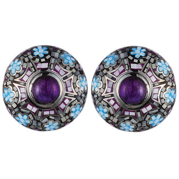 Серьги, серебро, 925 проба, аметист