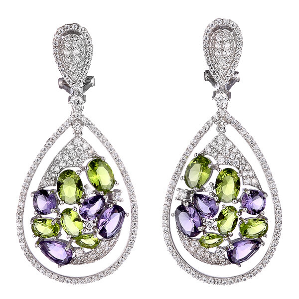 Серьги, серебро, 925 проба, аметист синтетический