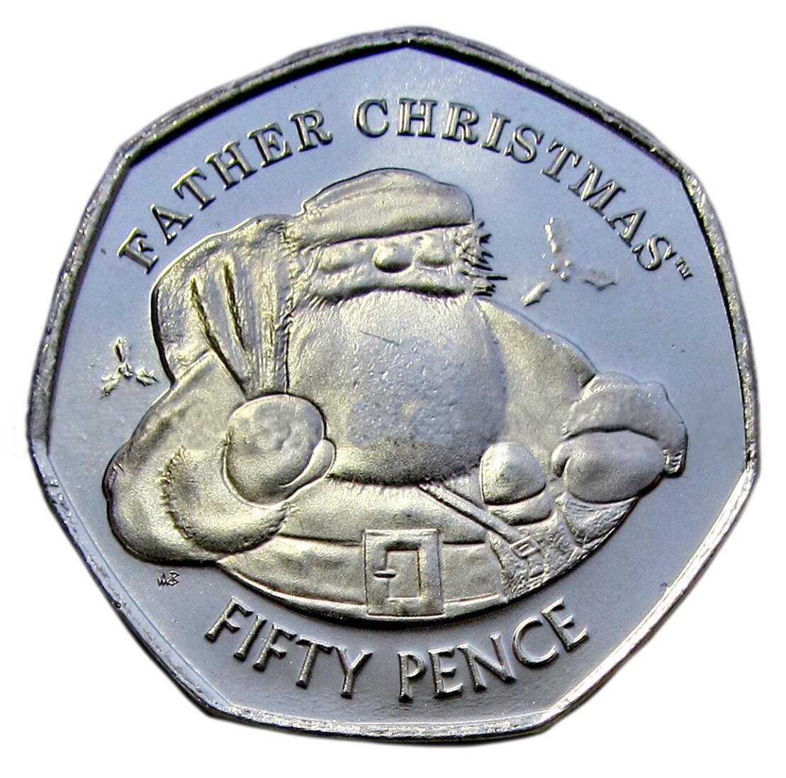 50 пенсов 2018 Гибралтар Дед мороз Рождество UNC AB
