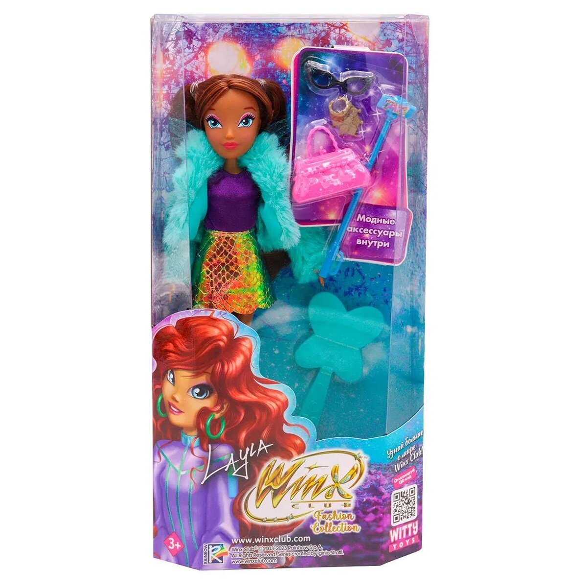 Шарнирная кукла Winx Club Fashion. Лейла, с крыльями, 6 аксессуаров, 24 см IW01372205
