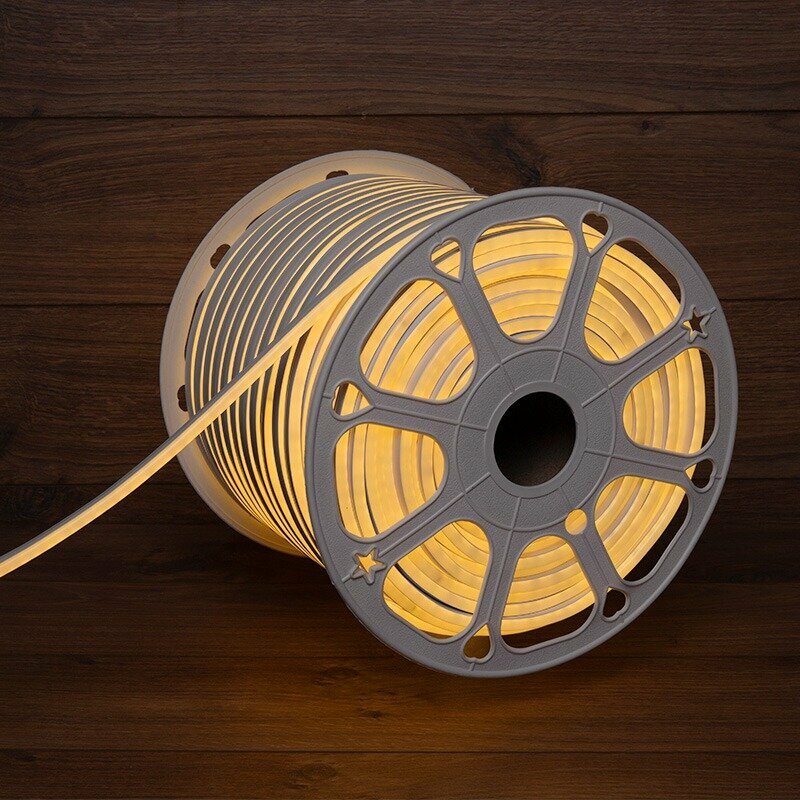 Лампы светодиодные Neon-Night Гибкий неон 8х16мм двухсторонний 120 LED/м теплый белый 24В бухта 50м (3 комплекта подключения) NEON-NIGHT, 50м