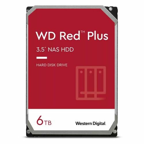 Жесткий диск WD Red Plus WD60EFPX, 6ТБ, HDD, SATA III, 3.5"
