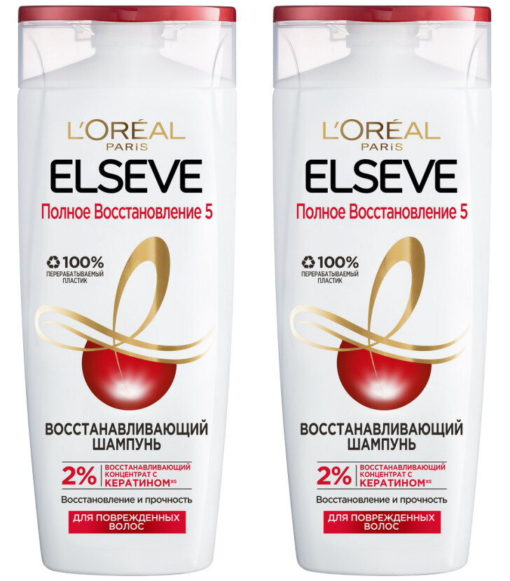 Шампунь L'Oreal, Полное Восстановление 5 Ослабленные и поврежденные, 400 мл, 2 шт