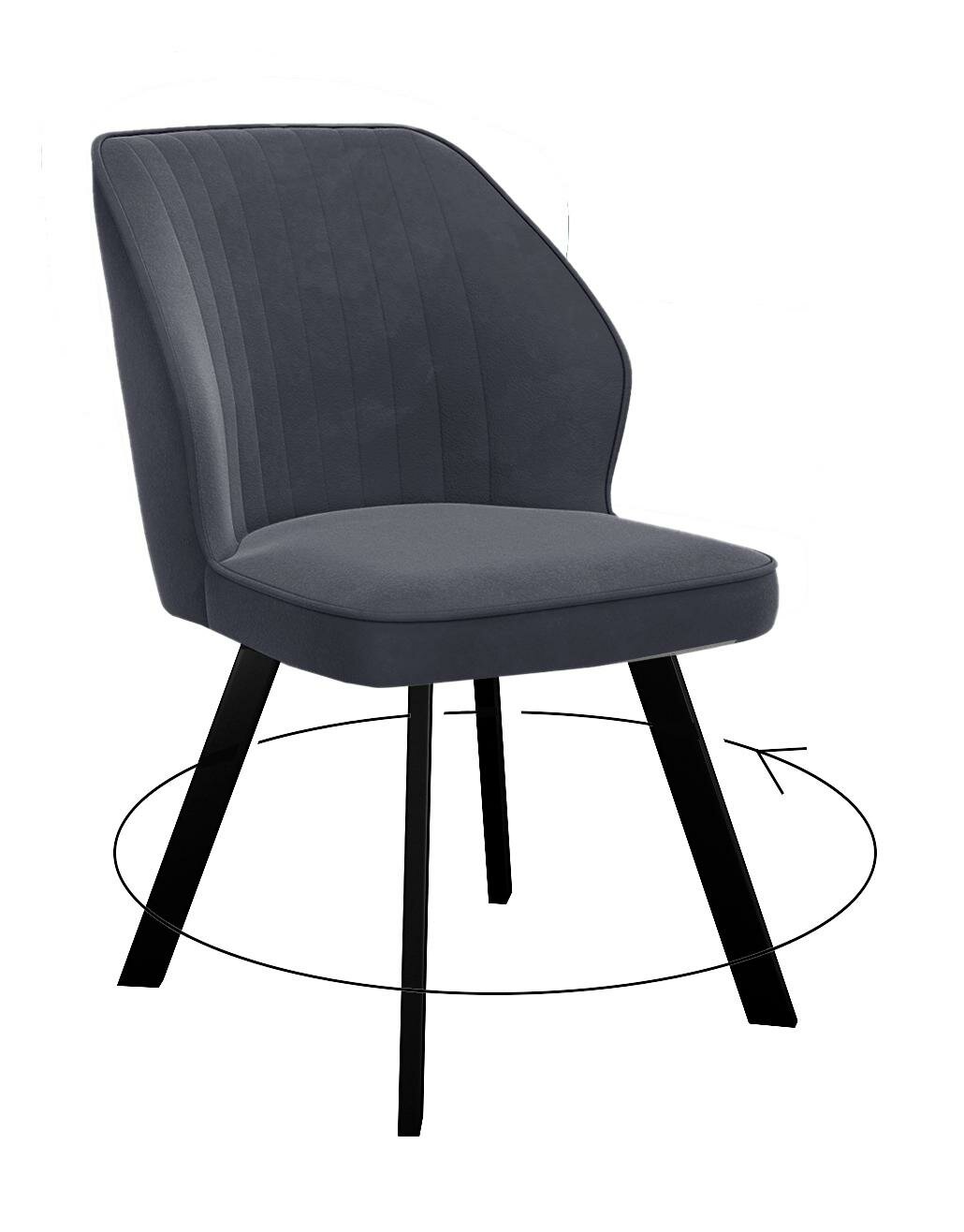 Стул для кухни и офиса DikLine 232 поворотный B28 ANTRACITE, ножки черные