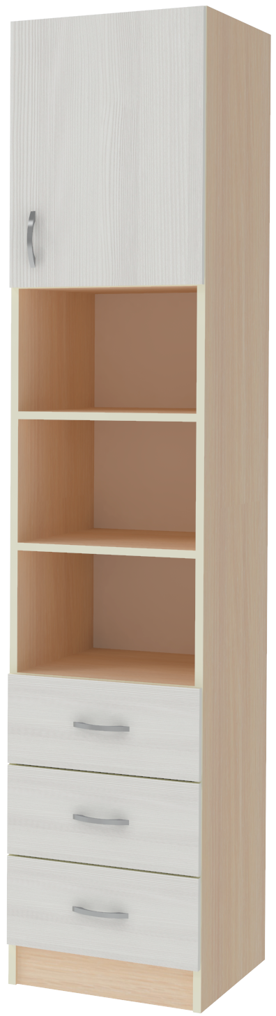 Пенал полуоткрытый КИВи Дуб Молочный Белое Дерево