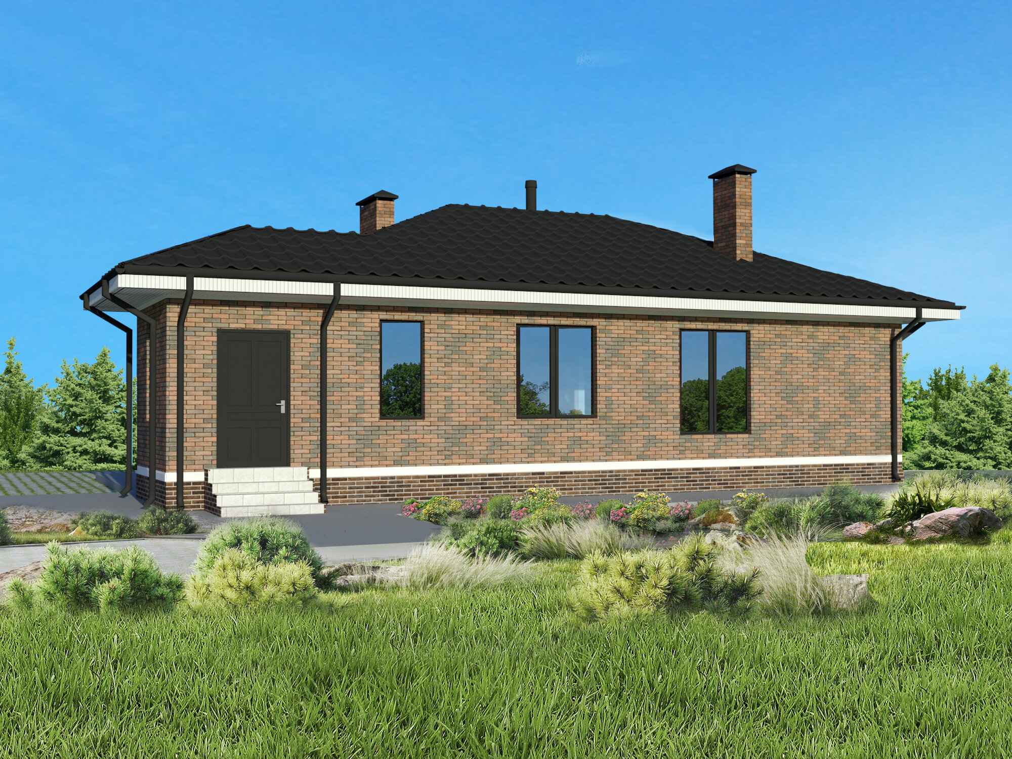 Проект дома для ипотеки и строительства 11-0080А (80,35 м2, 16,59*8,52 м, газосиликатный блок 400 мм, облицовочный кирпич)