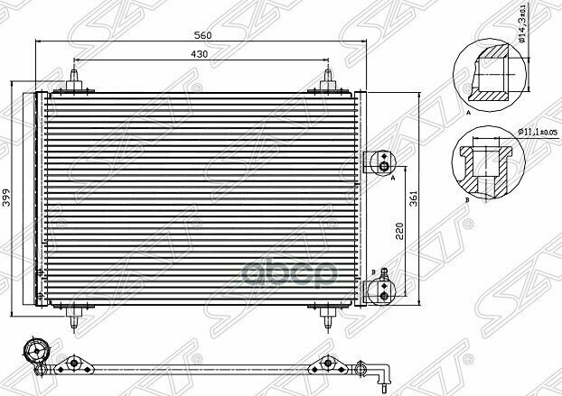 Радиатор кондиционера Citroen C5 01-08 / C4 04-11 Sat арт. STCT253940