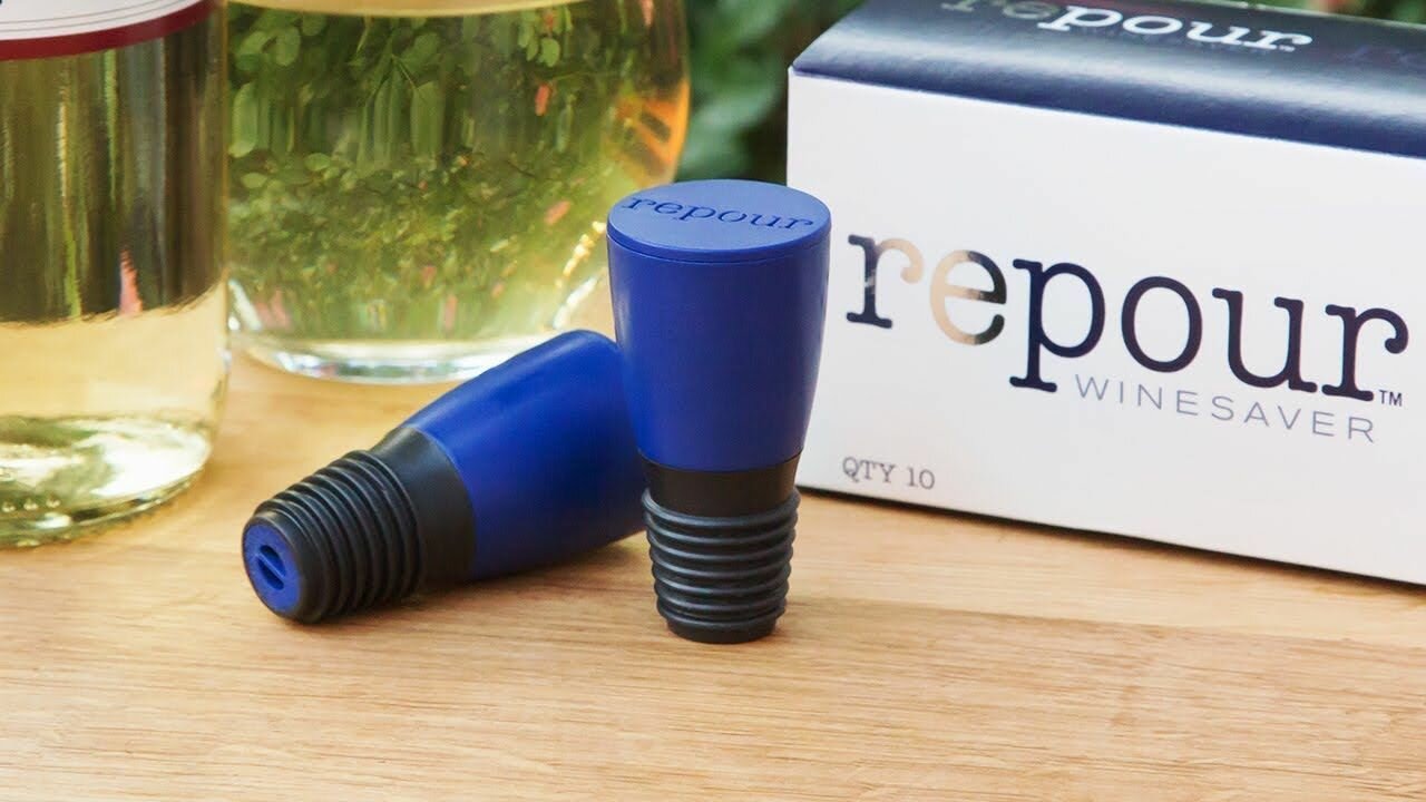 Набор Хранитель открытого вина Repour, 4 штуки, пластик, светло-синие