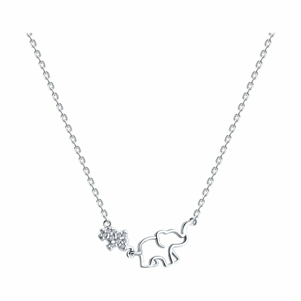 Колье, серебро, 925 проба, родирование, фианит