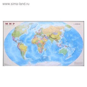 _КартаИнтерактивная Мира физич. 1:35 000 000 (ламинир, с рейками, в карт. тубусе) (90*58) [195] ()