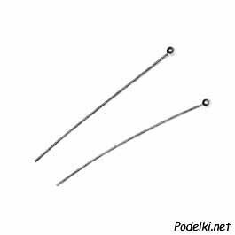 Фурнитура для бижутерии Пин с шариком 0001226 серебряный цвет 40 мм, цена за 30 шт.