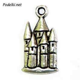 Фурнитура для бижутерии Подвеска Замок 0004039 серебряный цвет 23x13 мм, цена за 10 шт.