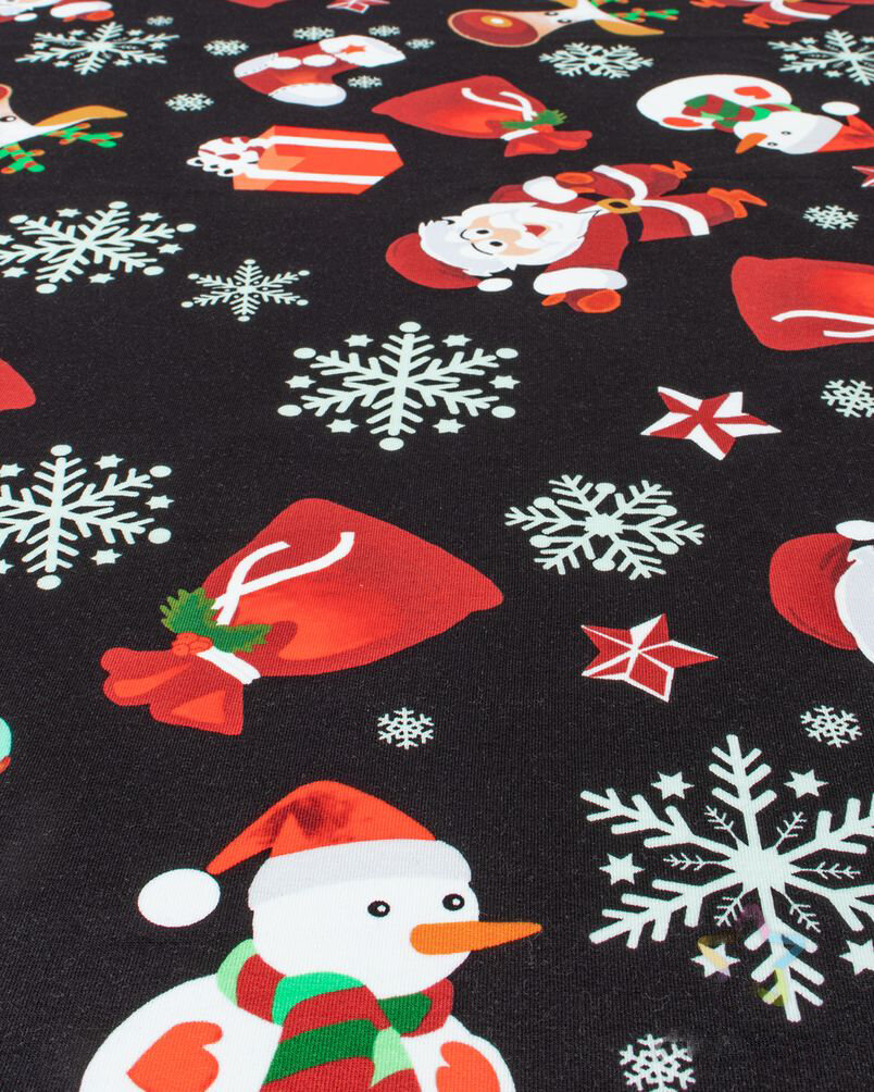 Трикотаж футер "Снеговик", 92%хлопок, 8%эластан, ширина 180см