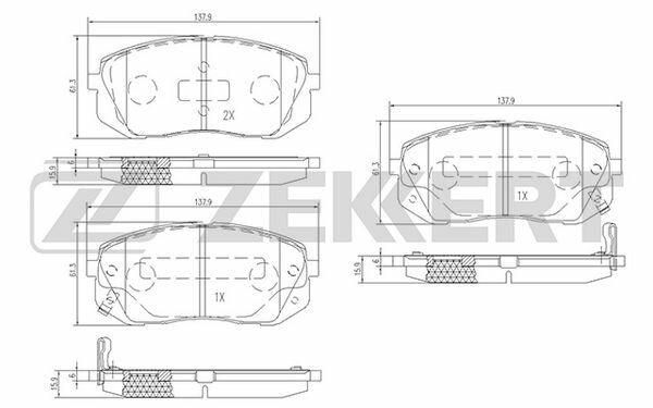 Колодки тормозные Hyundai IX35 10-, I40 10-; Kia Sportage III (SL) 10- передние Zekkert