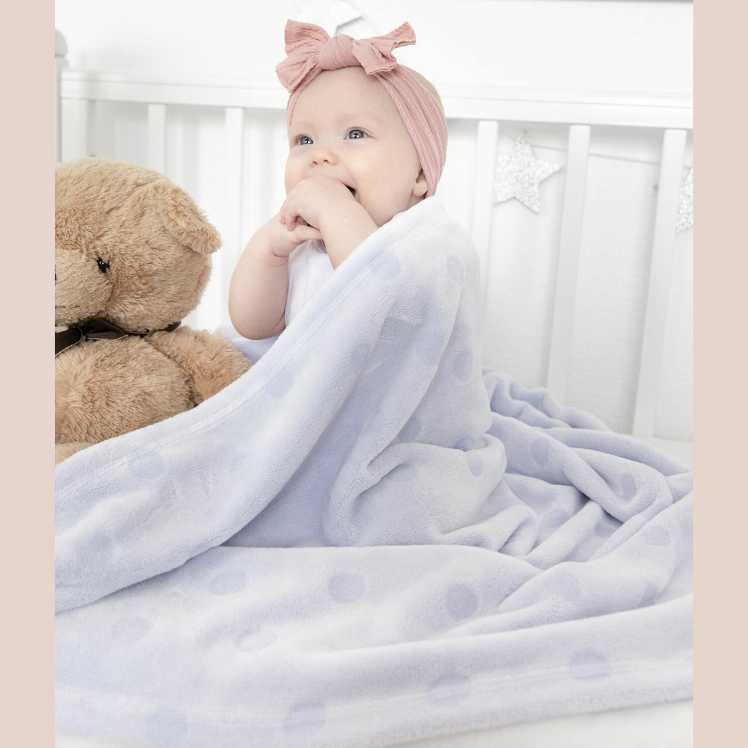 Плед для новорожденных Baby Nice Горох, плюш, 100х140 см