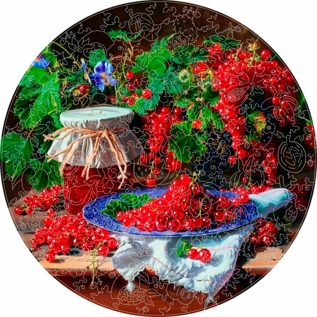 Деревянный пазл BoberBox "Красная Смородина Натюрморт", 200 деталей