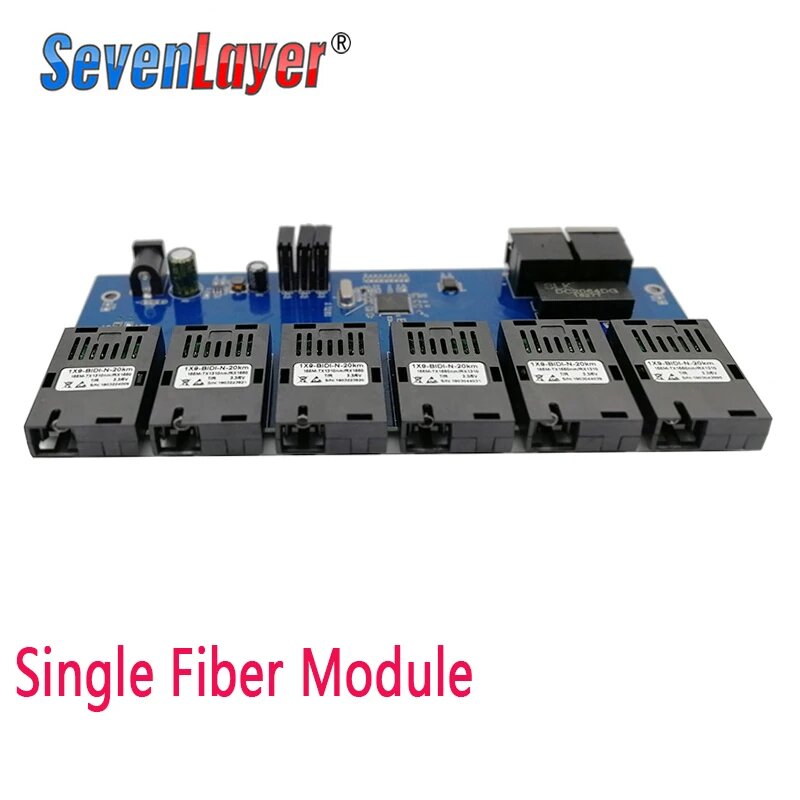 Волоконно-оптический медиаконвертер Sevenlayer 10/100M 2 RJ45 6 SC 20KM 3A3B fiber no power