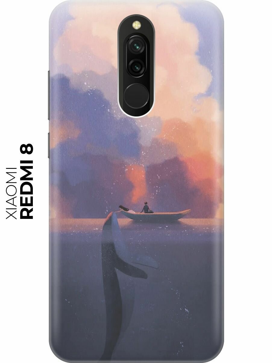 Силиконовый чехол Кит и облака на Xiaomi Redmi 8 / Сяоми Редми 8