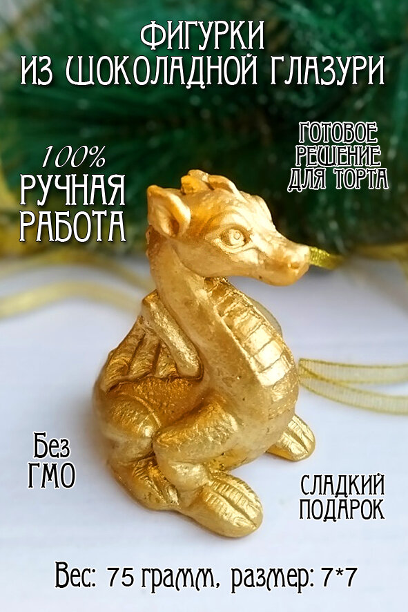 Шоколадная фигура "Золотой Дракон" - украшение для торта