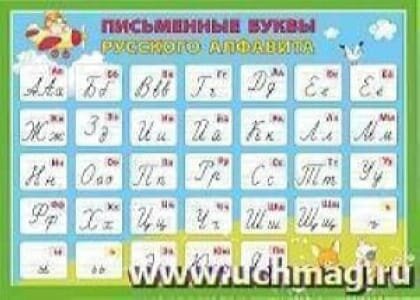 Плакат Русский алфавит. Письменные буквы (60*42см) (КПЛ-175/1), (Учитель, ИПГринин), Л
