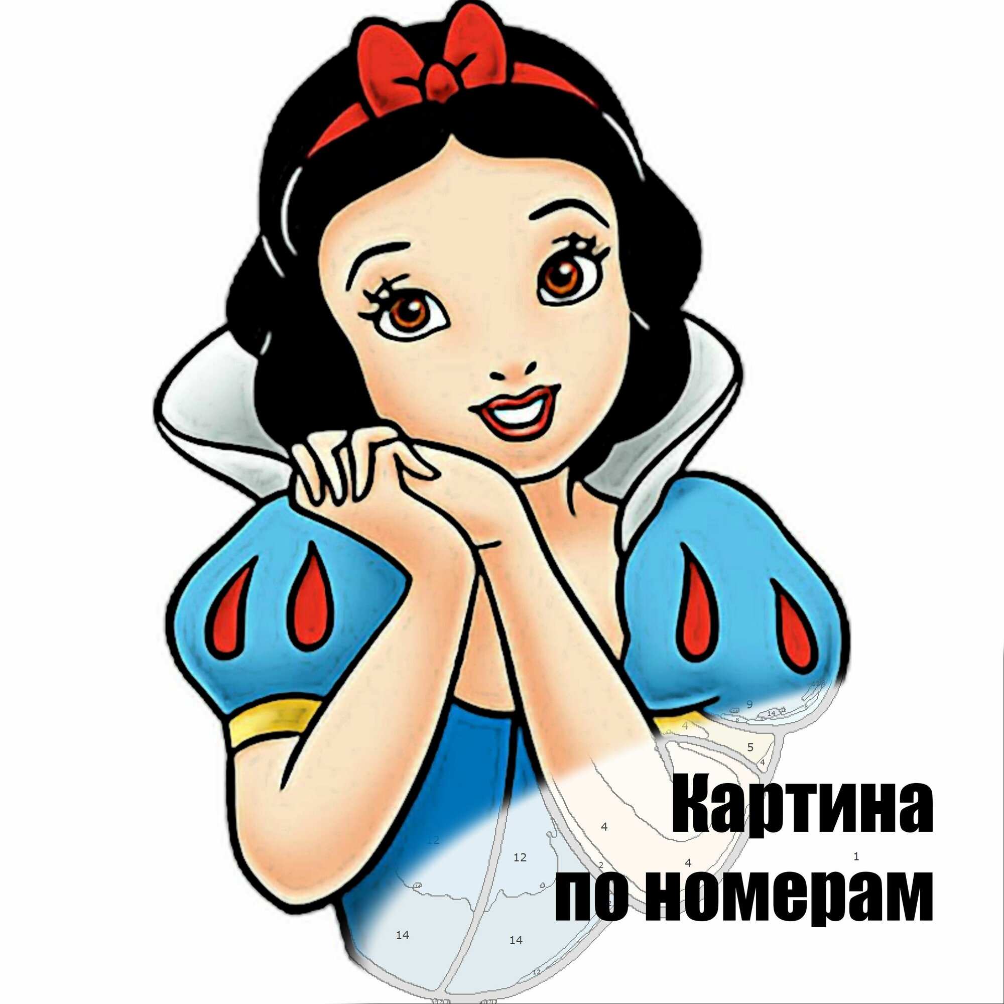 Картина по номерам на дереве 23х23 см - Белоснежка