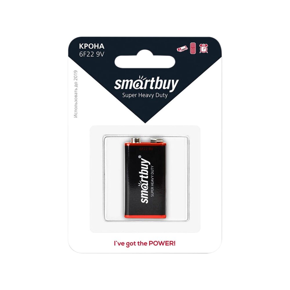 Батарейка крона солевая 6F22 Smartbuy