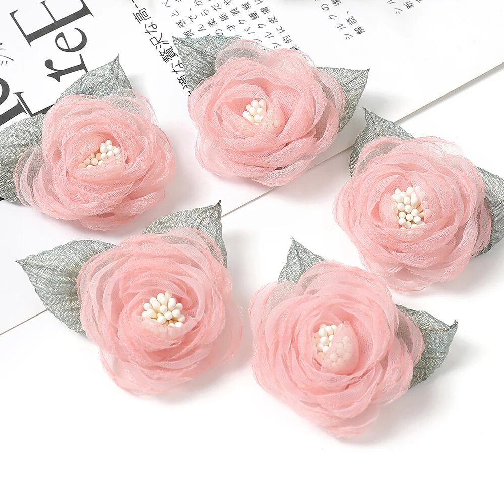 Искусственные розы из шелка HUAYUXIANG 5 шт. Розовый, pink