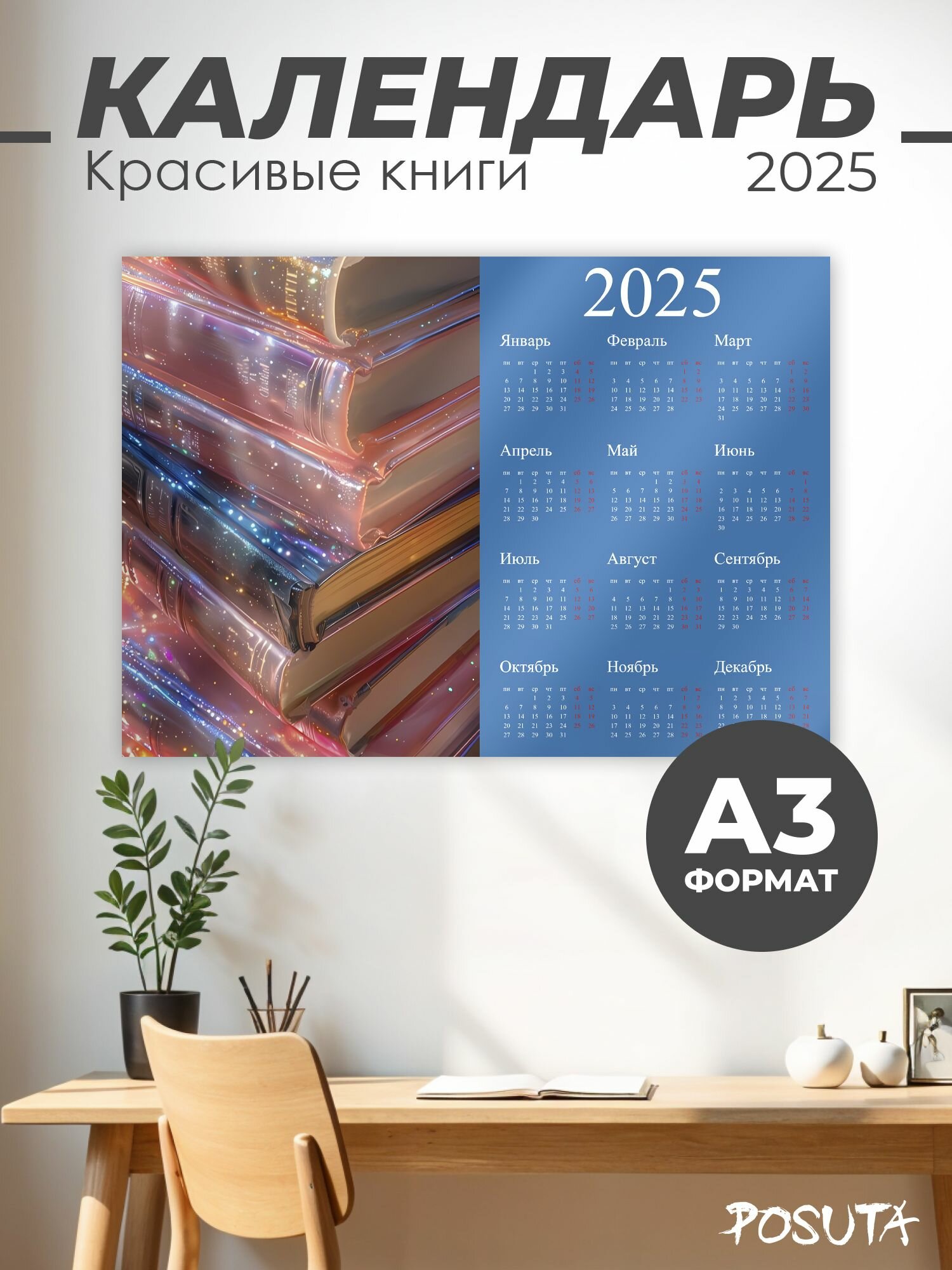 Календарь настенный 2025 год Книги