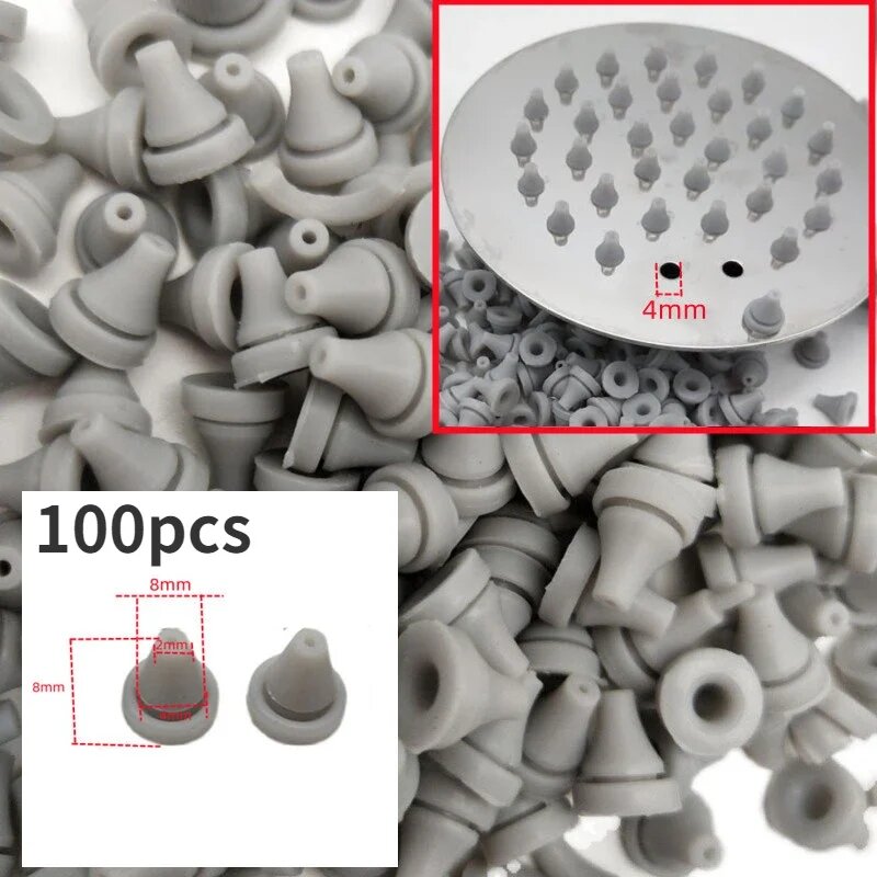 100 шт. силиконовые насадки для душевой лейки gray for 4mm hole