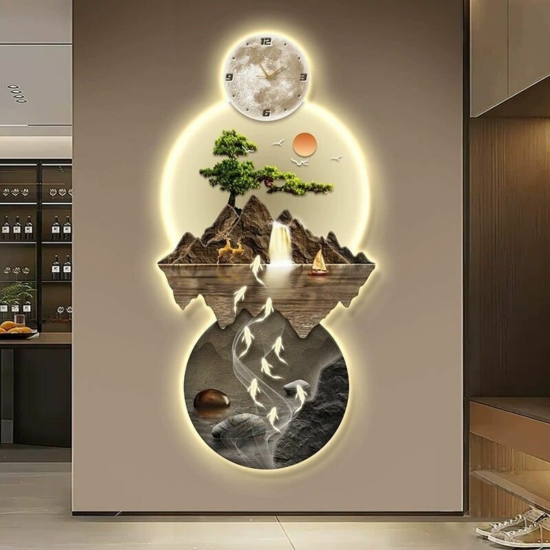 Светодиодная картина для интерьера в прихожую с 3D эффектом, современный декор в новом китайском стиле, 120x60 см