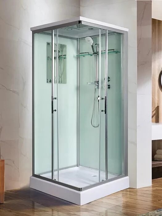 Душевая кабина WeltWasser Laine 1002 10000003263 100x100x217 см, с крышей, низкий поддон, профиль матовый хром, стекло прозрачное