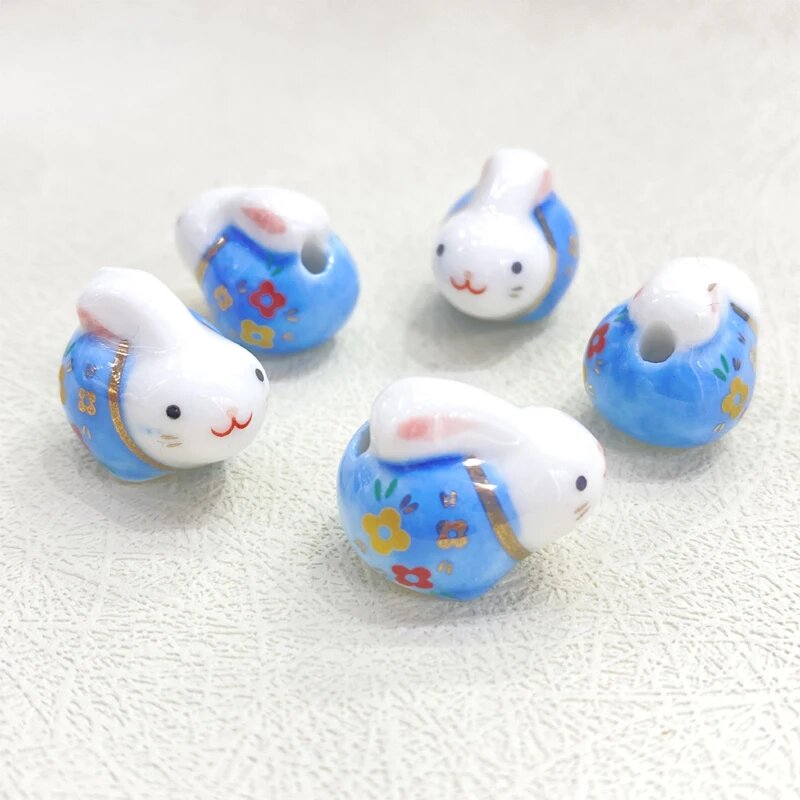 Керамические бусины кролики 20x16x14 мм Blue